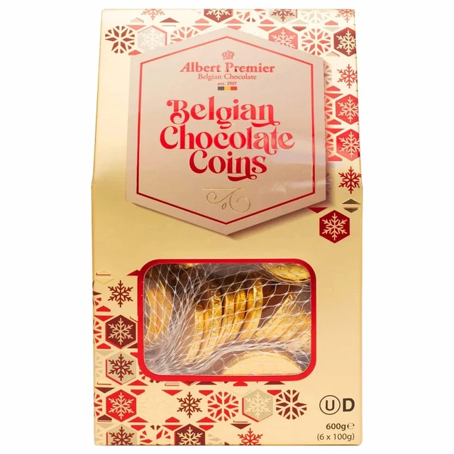 ALBERT PREMIER BELGIAN Milk Chocolate Gold Coins 6 Packets Xmas Gift ...