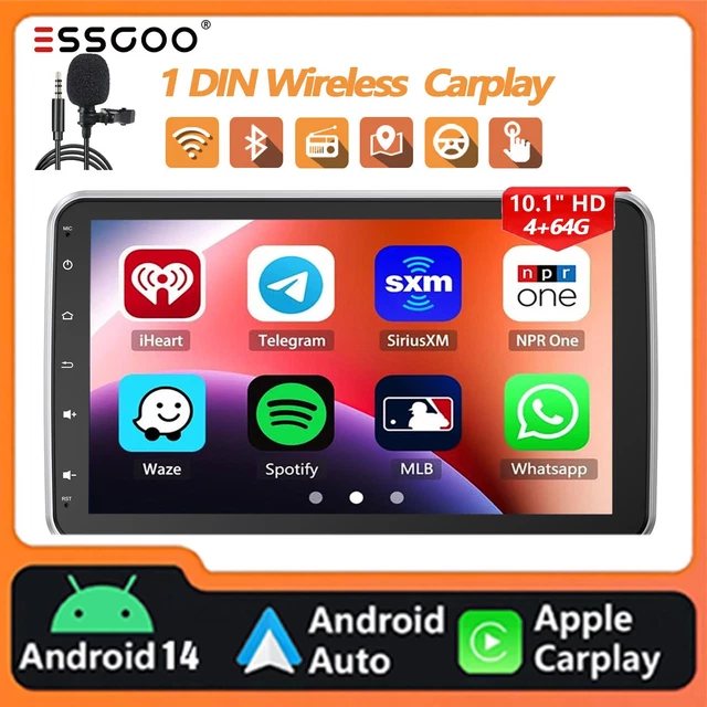 GPS NAV ANDROID 14 Carplay 10'' Single 1 DIN Rotatable HD Touch Screen ...