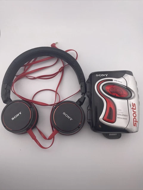 RARE VINTAGE RED Sony WM-FS111 Sports Walkman, AM/FM, VGC, AVLS, Mega ...