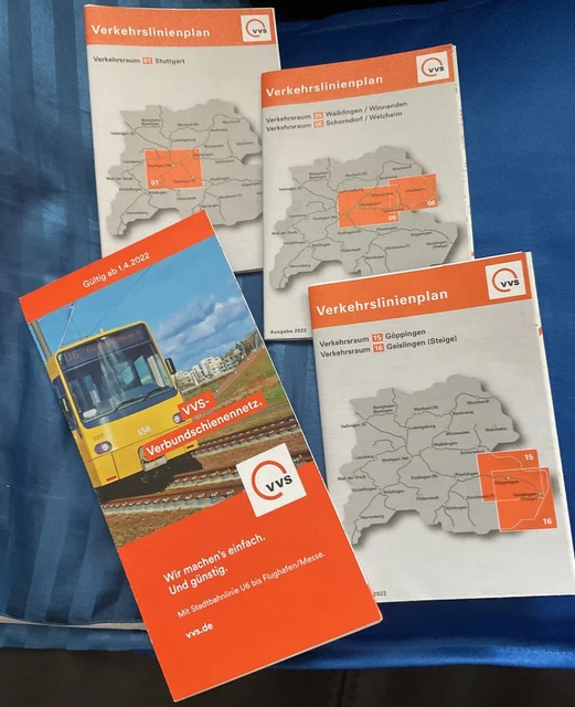 STUTTGART VVS STADTPLÄNE Detailkarten 1-5-6-15-16 Liniennetze ÖPNV 2022 ...