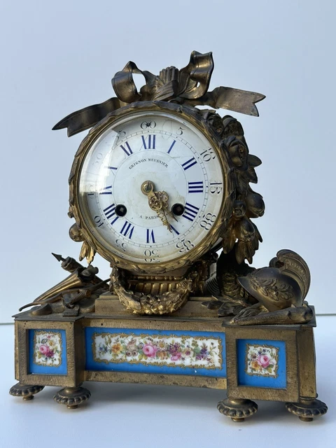 PENDULE HORLOGE EN Bronze céramique porcelaine de Sèvres Grignon ...