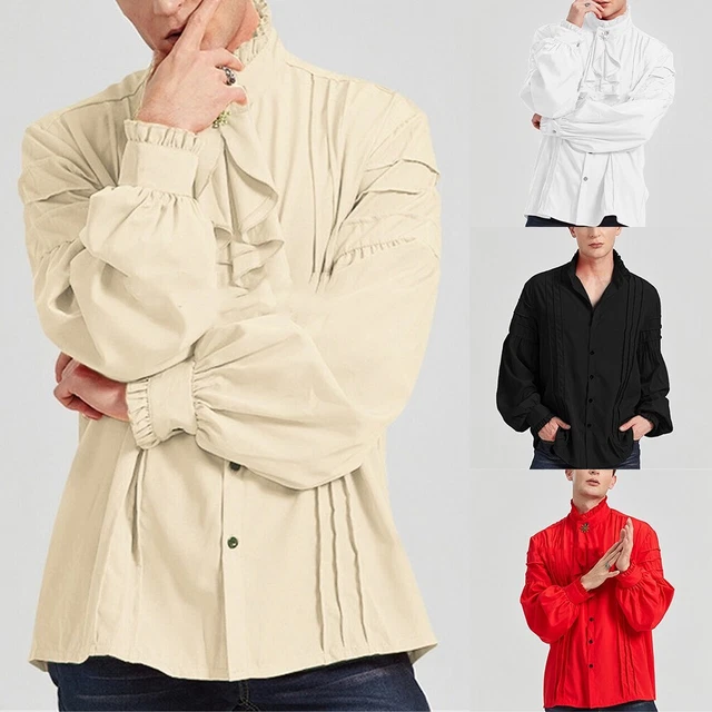 CAMICIA STEAMPUNK VITTORIANA medievale pirata top uomo vintage rinascimentale EUR 27,07 ...