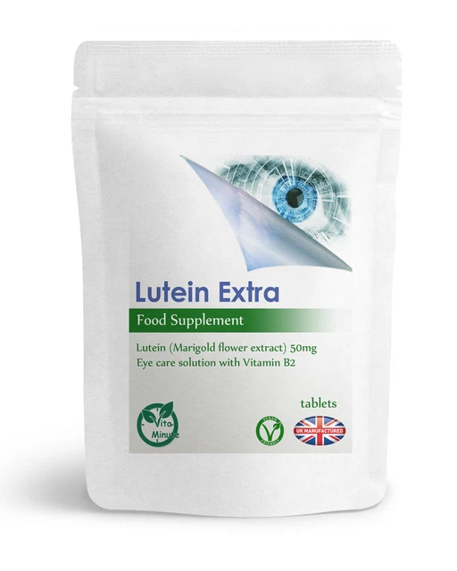 HIGH STRENGTH LUTEIN 50mg and Vitamin B2 Eye Health Tablets ...