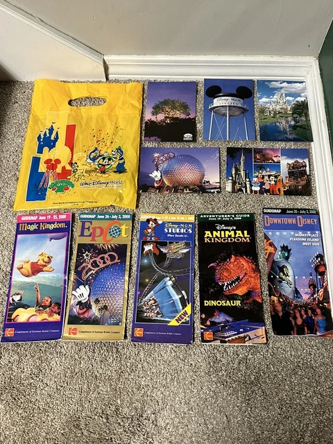 DISNEY WORLD 2000 Ephemera Maps Epcot Magic Kingdom Downtown Animal Bag ...