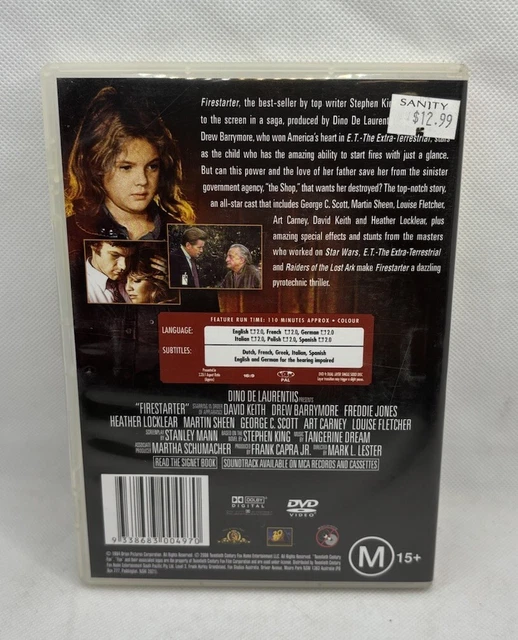 FIRESTARTER (DVD 1984) Horror Stephen King Drew Barrymore Region 4 Free ...