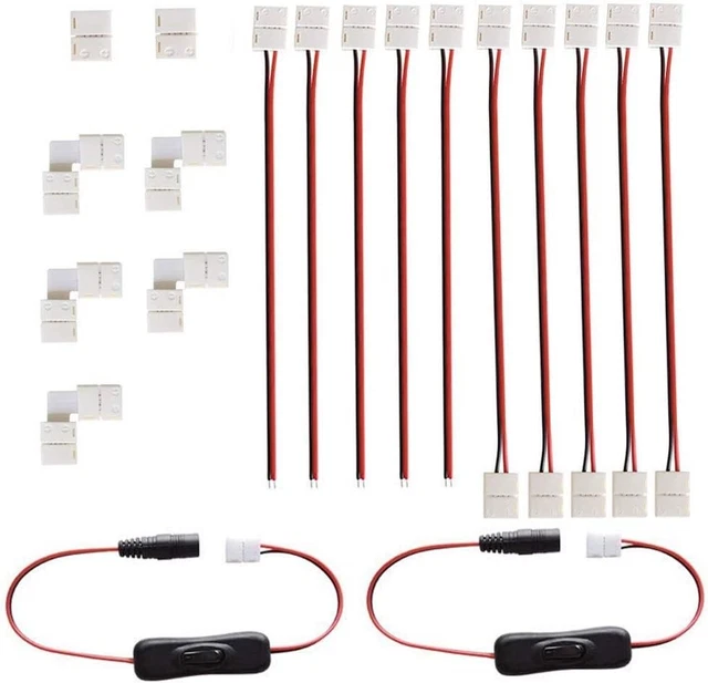 RUNCCI-YUN 3528 2835 8mm 2 Pin LED Strip Light Connector Kit - 5 Jumper ...