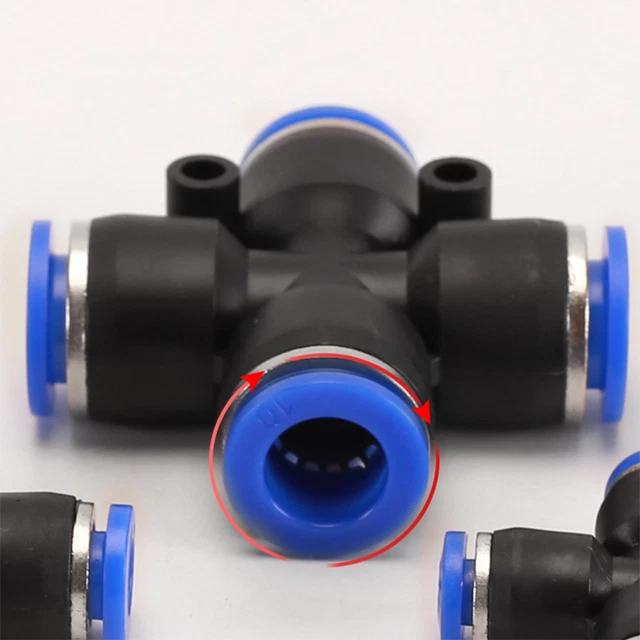 PNEUMATIC PUSH IN Fittings Connectors Adaptor Connector Tube X Shape ...