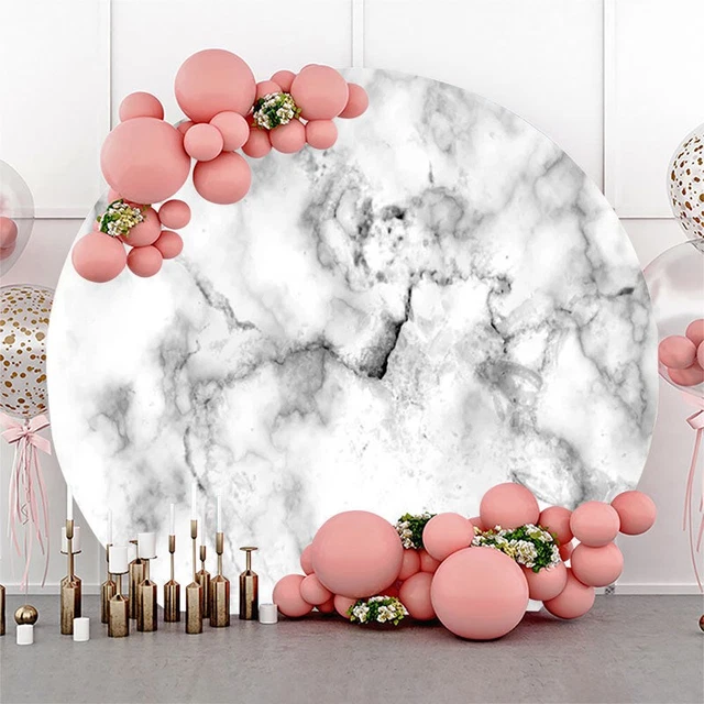 WHITE GREY MARBLE Texture Round Birthday Backdrop $35.97 - PicClick AU