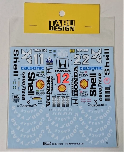 TABU DESIGN TAB Design 1/12 McLaren MP4/6 Full Sponsor Decal EUR 104,27 ...