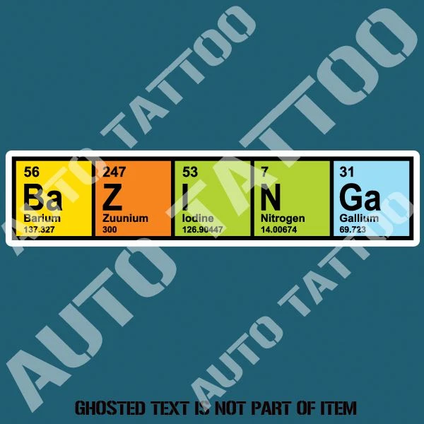 BAZINGA PERIODIC TABLE Decal Sticker Sheldon Saying Funny Car Truck ...