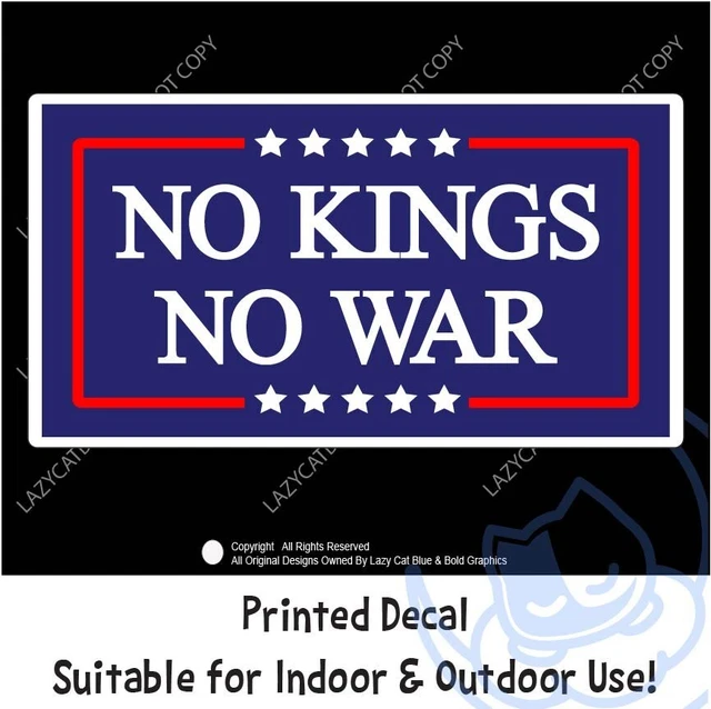 NO KINGS NO War Decal Sticker Anti Trump MAGA 47 No King Day 2025 Peace ...