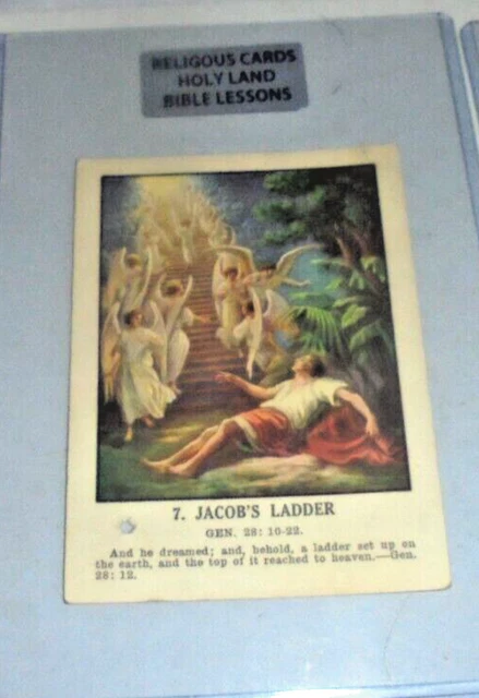 VINTAGE BIBLE STUDY Lesson Color Card Christian JACOBS Ladder Story ...