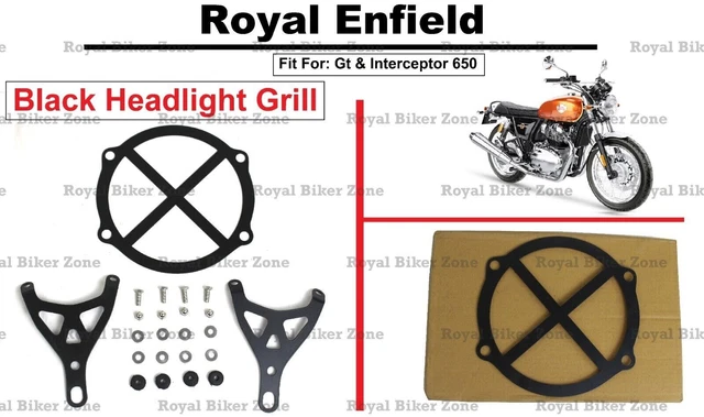 BLACK &HEADLIGHT GRILL Fit For Royal Enfield Gt & Interceptor 650" EUR ...