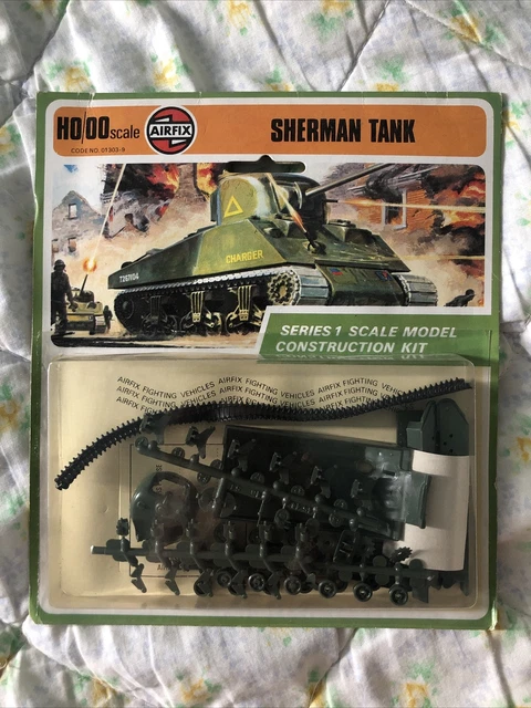 VINTAGE AIRFIX BRITISH Army Sherman Tank HO/OO Scale 1973 01303-9 Kit ...