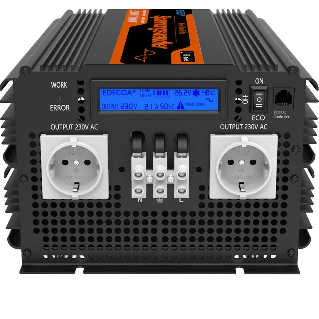 EDECOA WECHSELRICHTER REINER Sinus 3500W Spannungswandler 24V 230V LCD 0% MwSt EUR 295,00 ...