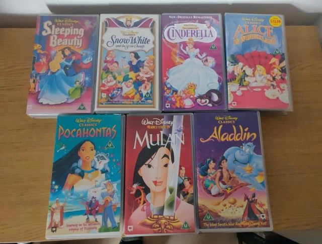 7 WALT DISNEY Princess Classics VHS Video Tapes Alladin Cinderella ...