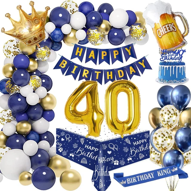 40th Birthday Decorations Men Blue Gold Party Decorations With 40 Foil
