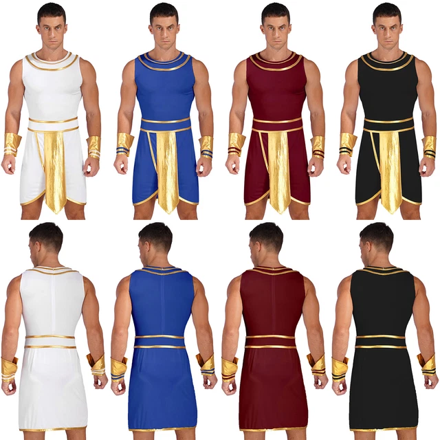 MENS MR TOGA Greek God Costume Set Roman Dress with Wristband Halloween ...