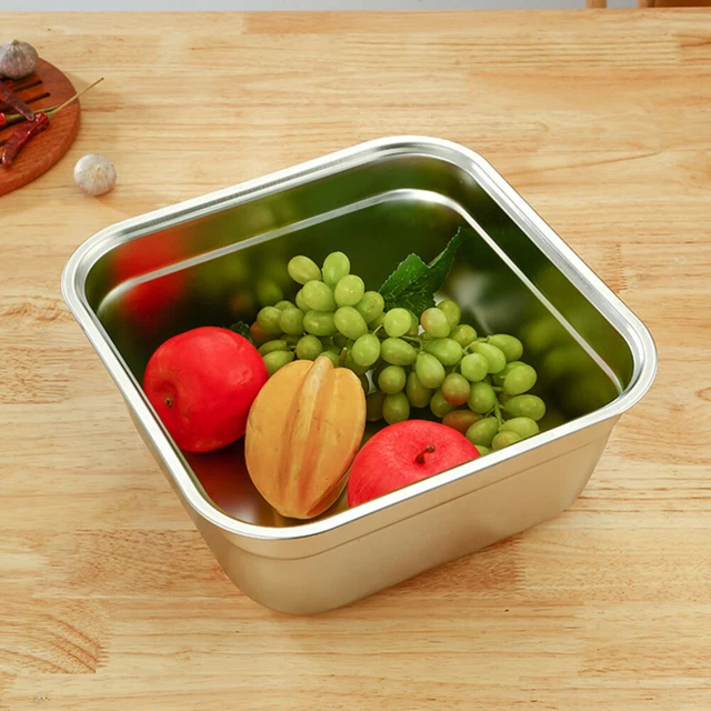 STAINLESS STEEL WASHING Basin Metal Wash Basin Soup Container Food ...