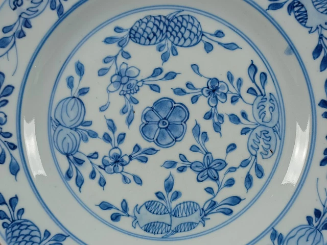 18TH CENTURY CHINESE Export Blue & White Flowers & Fruit 8 7/8 Inch ...