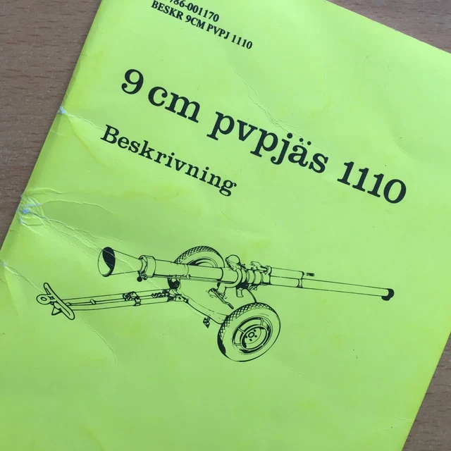 ORIGINAL 1972 SWEDISH ARTILLERY HISTORY BOOK: 9cm Pv-1110 Recoilless ...