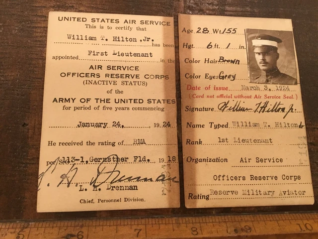 ORIGINAL WWI US Pilot Rating Photo Id Card Usas Reserves 1924 £232.43 ...