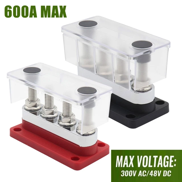 HEAVY DUTY 600A 48V Bus Bar Power Distribution Block Busbar Box 4xM10(3 ...