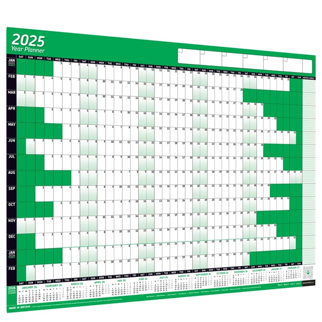 2025 WALL PLANNER Calendar A2 A1 A0 Staff Holiday Calender Project ...