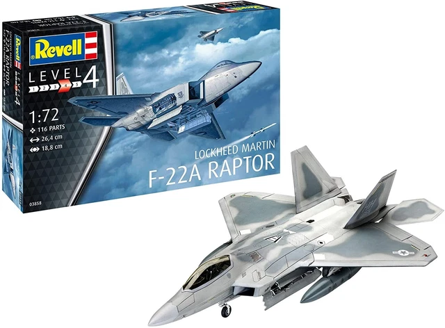 REVELL,LOCKHEED MARTIN F-22A Raptor vliegtuig om in elkaar te zetten en ...