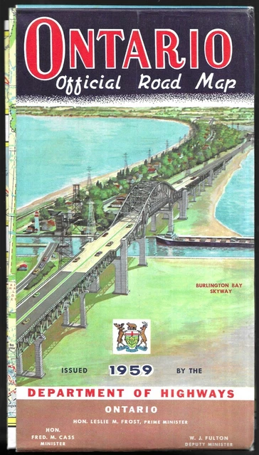 VINTAGE ONTARIO CANADA Official Road Map Department Highways 1959 £9.99 ...