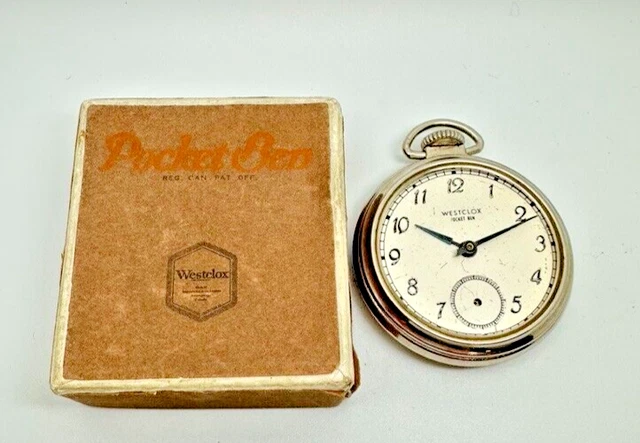 WESTCLOX POCKET BEN Pocket watch with BOX! for part or repair $30.00 ...