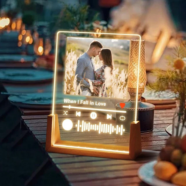 PERSONALISED ACRYLIC SPOTIFY Photo Plaque w/ LED Night Light Gift ...