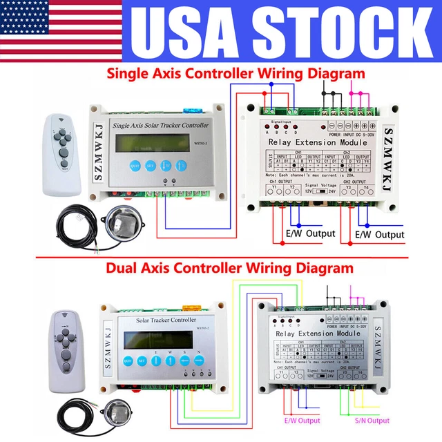 AUTO-TRACKING SINGLE/DUAL AXIS Solar Tracker Controller + Relay ...