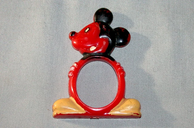 RARE VINTAGE MID Century Mickey Mouse Red - Yellow & Black Bakelite ...
