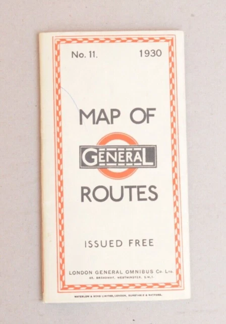 BUS COACH POCKET Map London General No.11 1930 £30.00 - PicClick UK