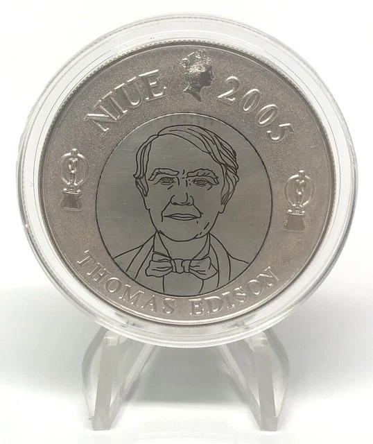 THOMAS EDISON 2005 Niue Silver Dollar Light Up Coin - Legal Currency £ ...