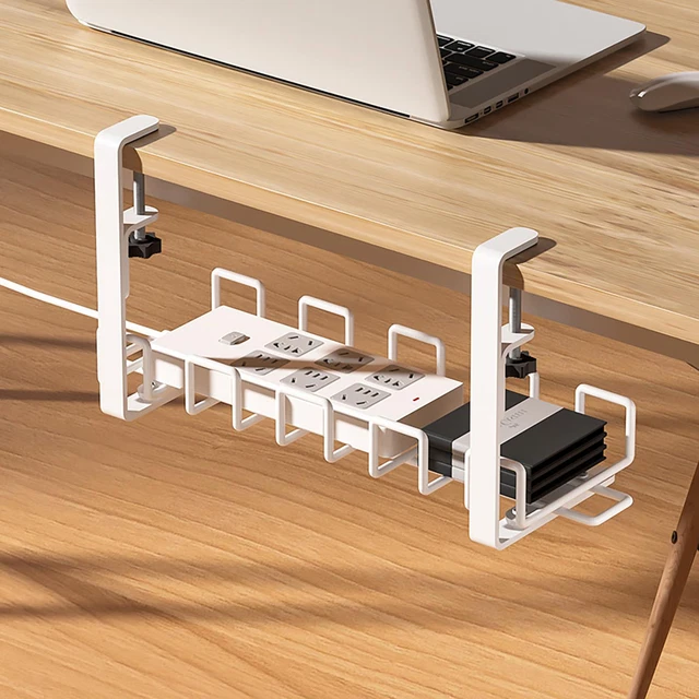 UNDER DESK CABLE Tray - Socket Cord Rack Cable Management (40cm White ...