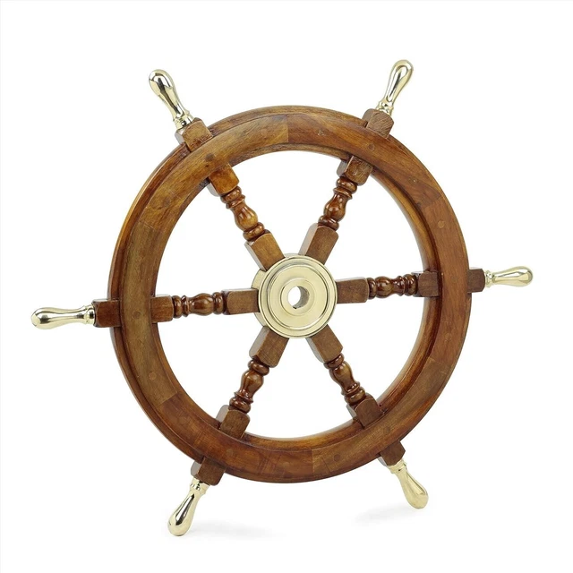 ROUE DE NAVIRE nautique en bois volant vintage volant de navire avec... EUR 149,02 - PicClick FR