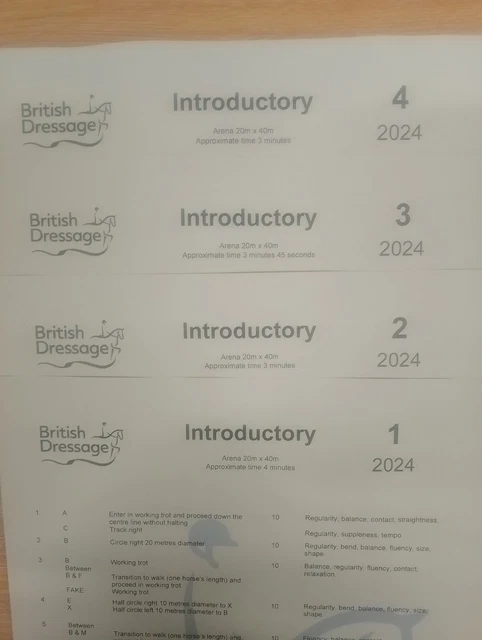 BRITISH DRESSAGE NEW 2024 Introductory test sheets £6.50 - PicClick UK