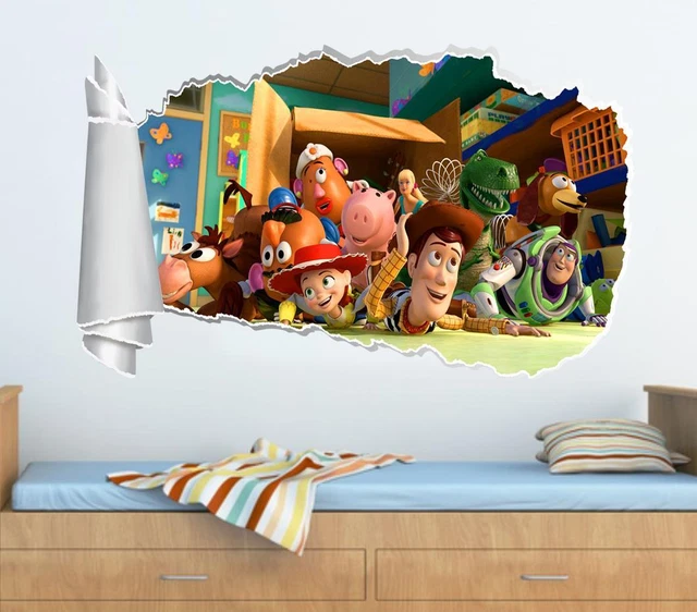 TOY STORY WOODY Buzz Lightyear 3D Torn Hole Ripped Wall Sticker Decal ...