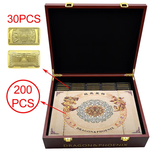 200PC/BOX CHINESE DRAGON and Phoenix Scroll Yellow Dragon Banknote ...