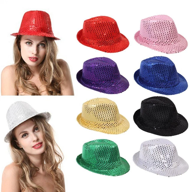 JAZZ HAT GLITTER Sequins Stage Dance Show Performance Party Men Women ...