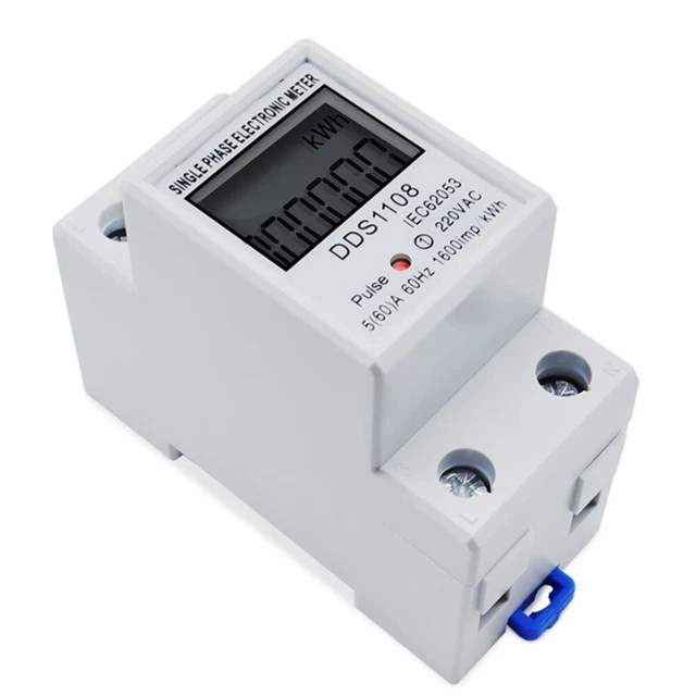 COMPACT LCD SINGLE Phase Electric Energy Meter 220V 60A WattHour Meter ...