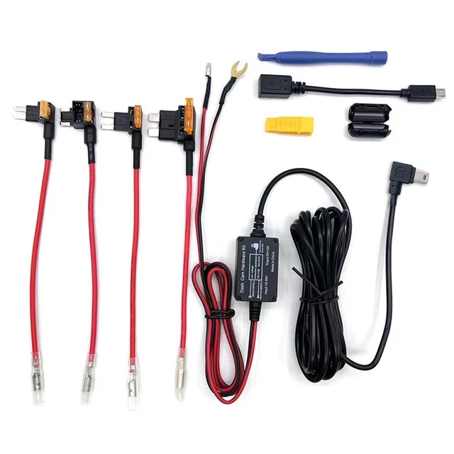 DASH CAM HARDWIRE Kit, 12V-24V to 5V/3A Car Dash Cam Charger Power Cord ...