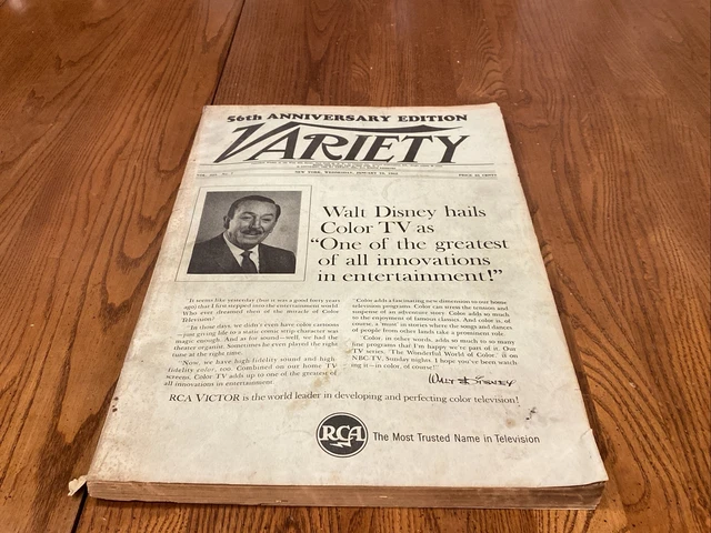 WALT DISNEY VARIETY Magazine 56th Anniversary Vol 225 No 7 1962 ...