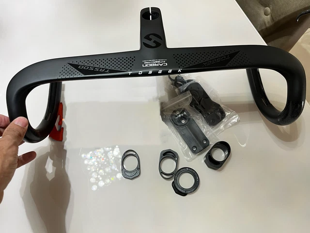 TOSEEK 1-1/8IN INTEGRATED Handlebar Carbon Fiber Semi Road Bike 400/420 ...