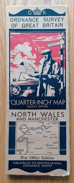 ORDNANCE SURVEY QUARTER Inch Map Sheet 4, North Wales & Manchester 1935 ...