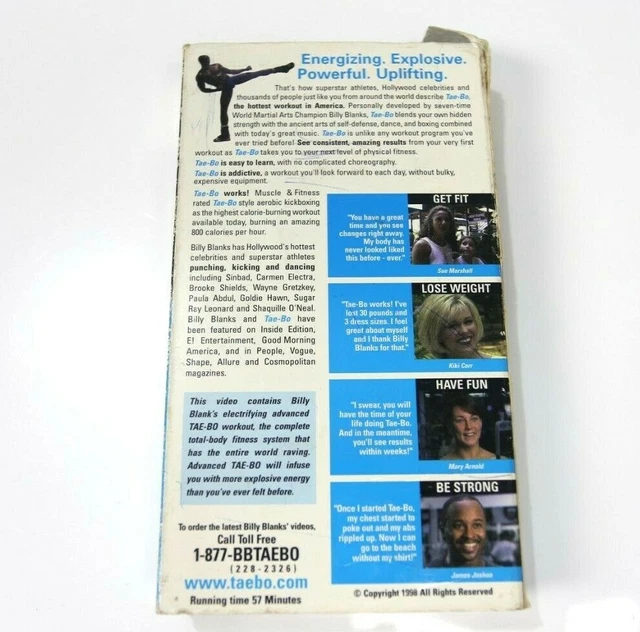 TAE BO 1998 Advanced Workout Billy Blanks Original VHS Tape FREE ...