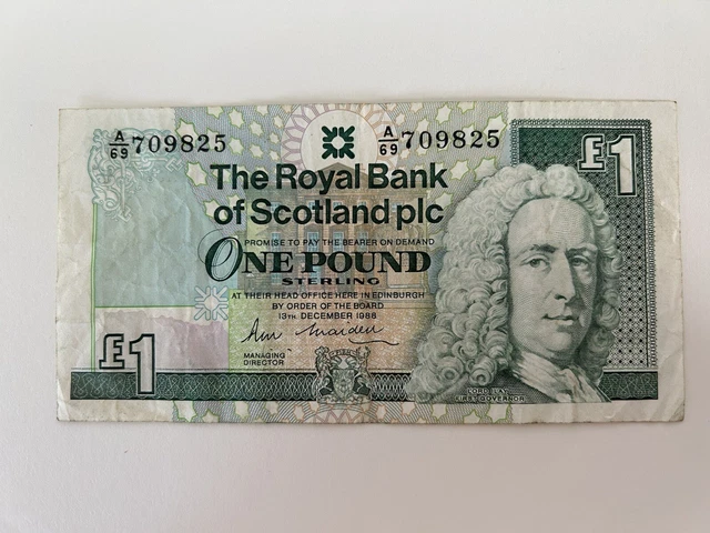 1988 SCOTLAND 1 Pound Sterling Bank Note-Royal Bank of Scotland plc-A69 ...