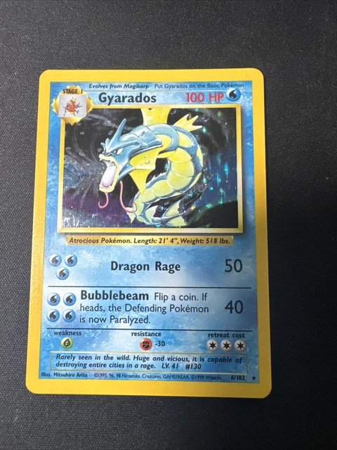 POKÉMON TCG GYARADOS Base Set 6/102 Holo Unlimited Holo Rare $20.50 ...